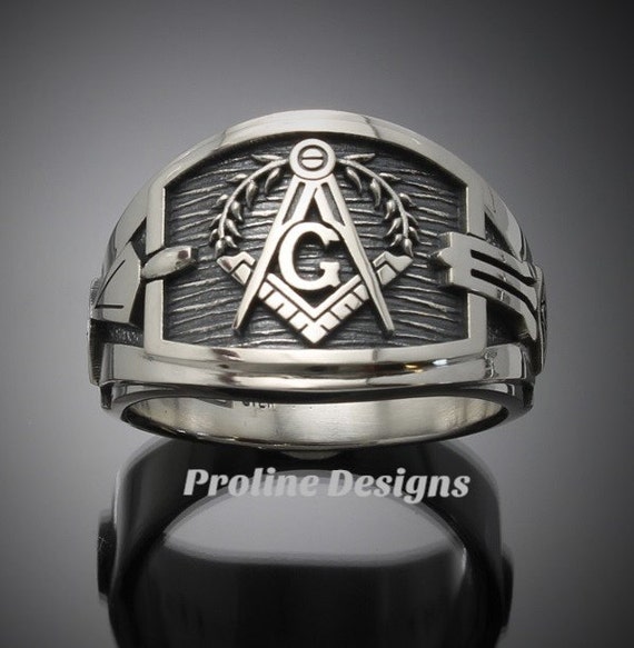 Masonic Ring in Sterling Silver Cigar Band Style 027a