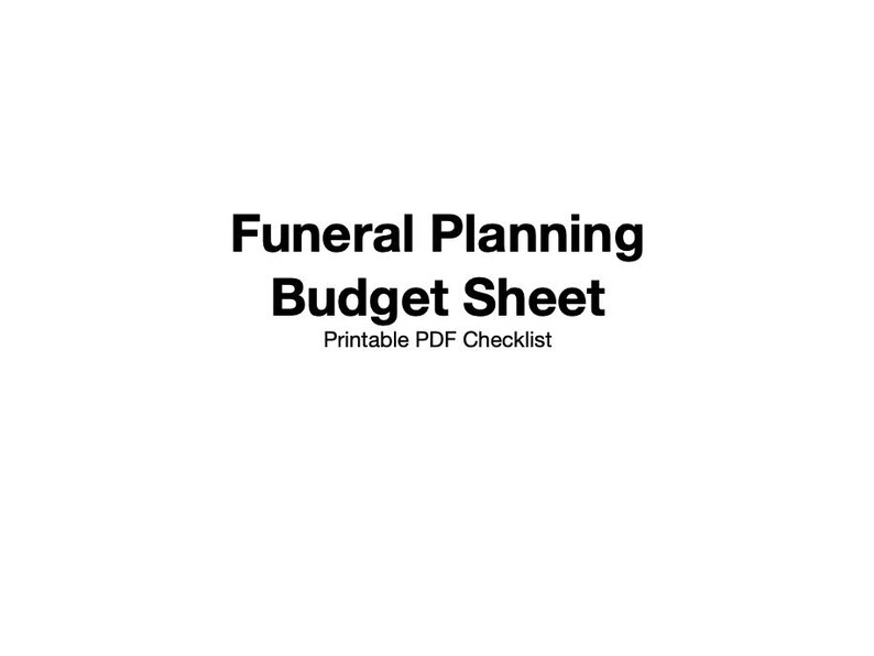 Funeral Planning Budget Sheet | Track Costs & Expenses | Printable PDF ...