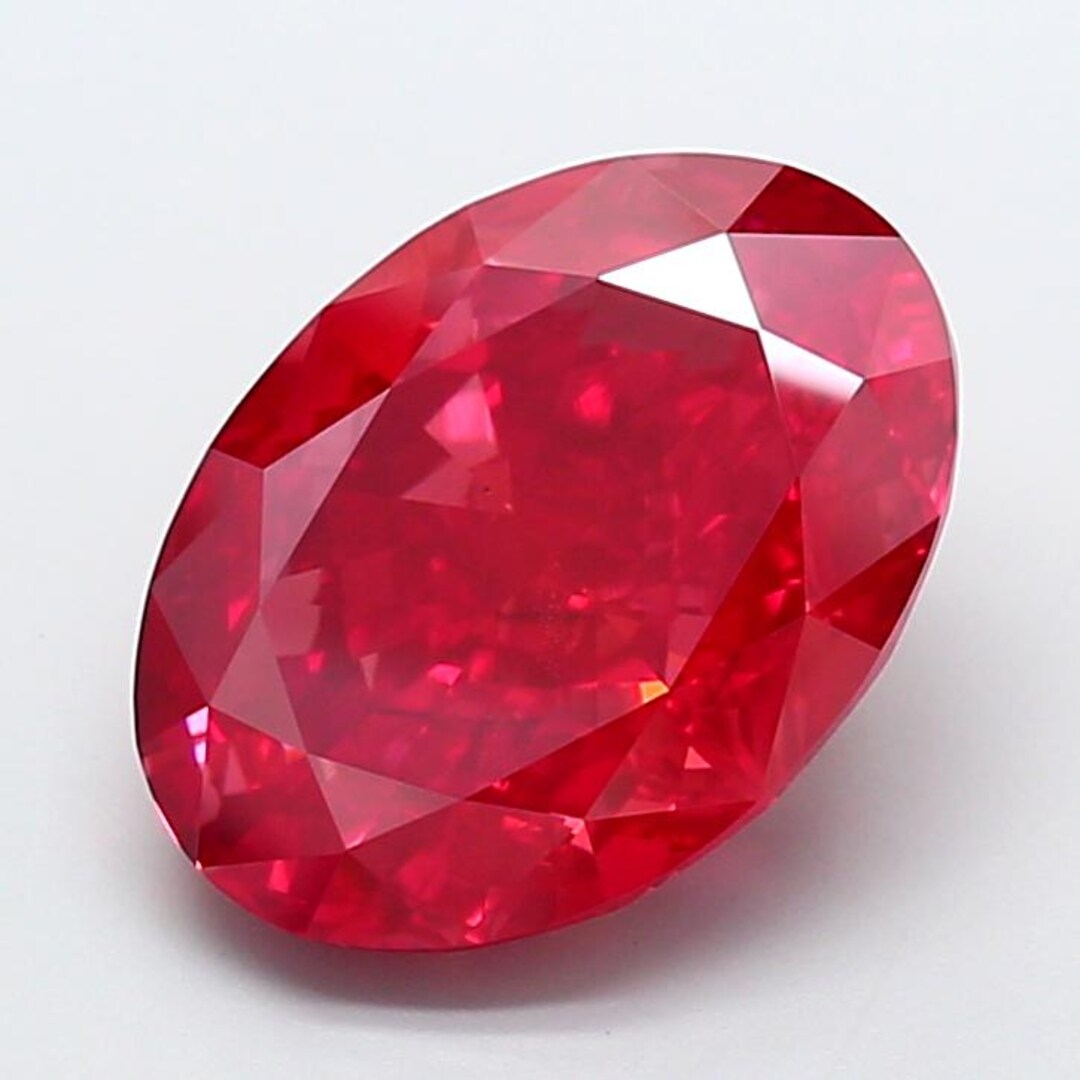 Oval Cut Fancy Vivid Red Lab Grown Diamond Ring 10.05 Ct VS2 IGI ...