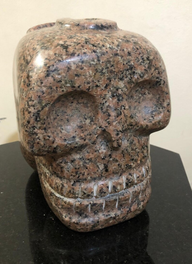 Hand Carved Skull , Egyptian Granite Skull With Ankh, Artisan Hand ...