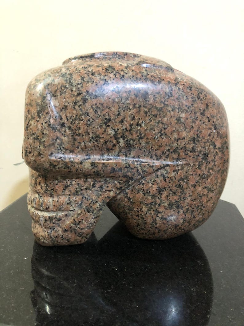 Hand Carved Skull , Egyptian Granite Skull With Ankh, Artisan Hand ...