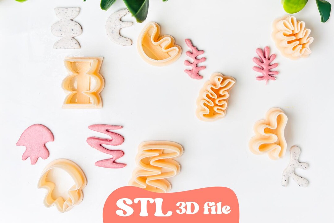 Organic Abstract Clay Cutter Set STL | Matisse Polymer Clay Shapes | 7 ...
