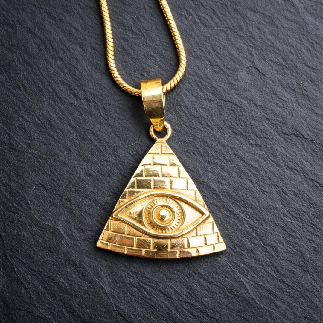 Gold Pyramid Pendant Necklace With All-seeing Eye - Illuminati-inspired ...