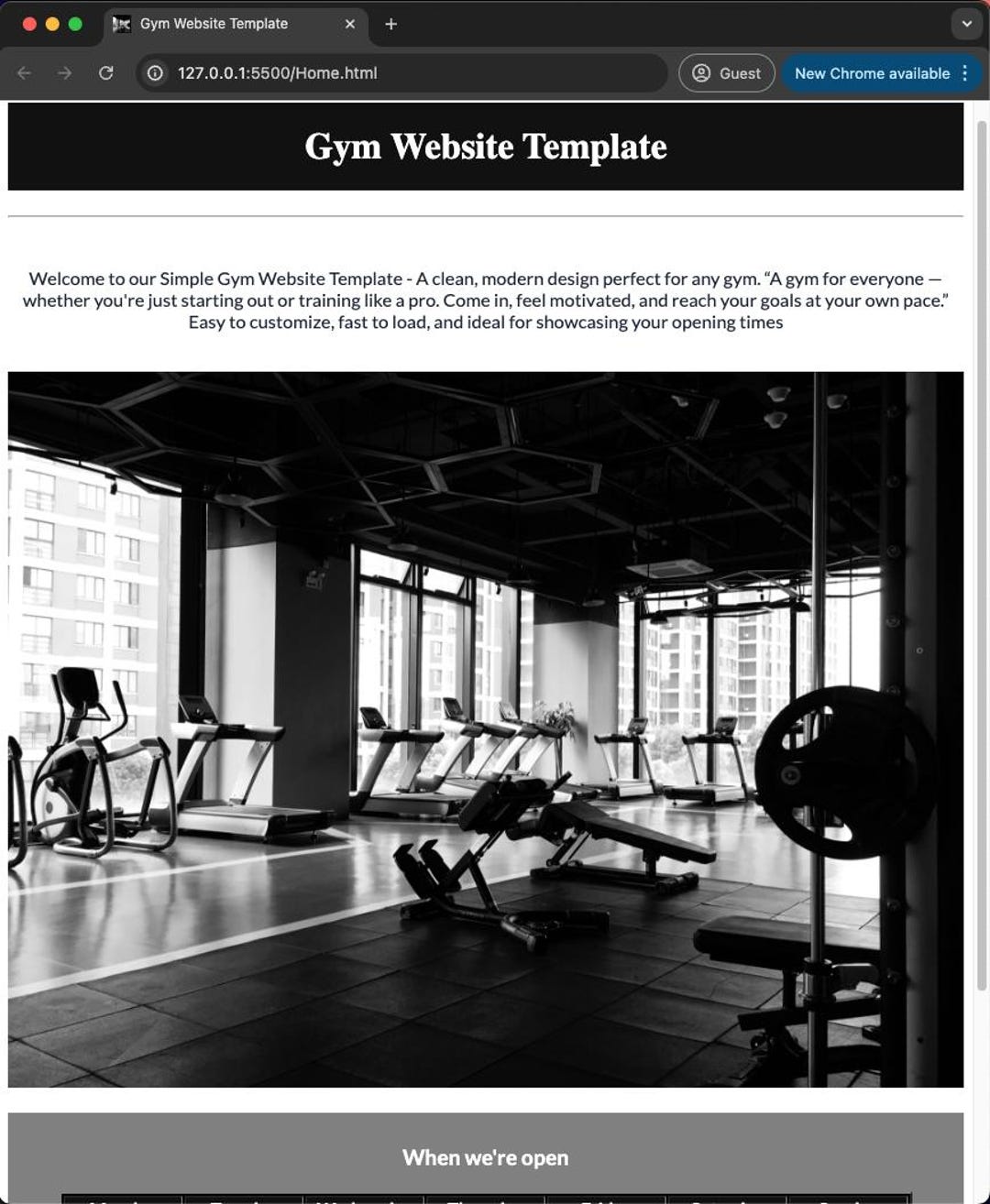 Gym Website Template | Simple HTML & CSS Website for Small Business - Etsy