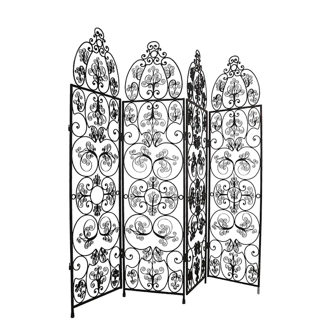 Handcrafted Wrought Iron Room Divider Screen – Ornate Scroll Metal ...