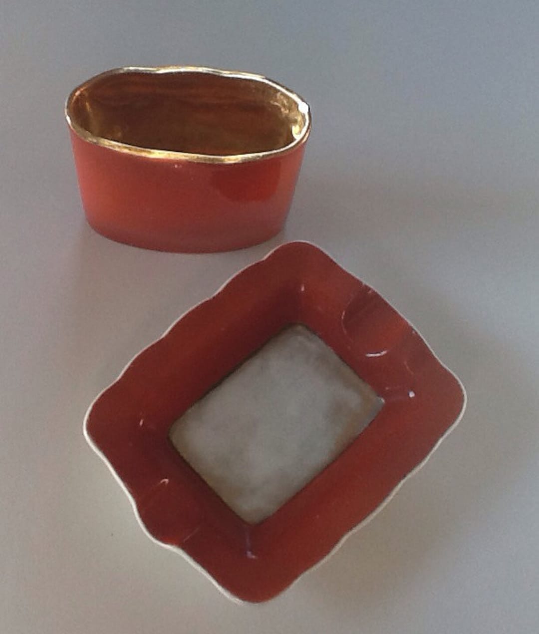 Ashtray and Cigarette Holder Burt Orange and White Rare Vintage - Etsy