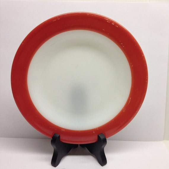 Vintage Pyrex Plate Coral Band White Center No Trim 7 Inch - Etsy