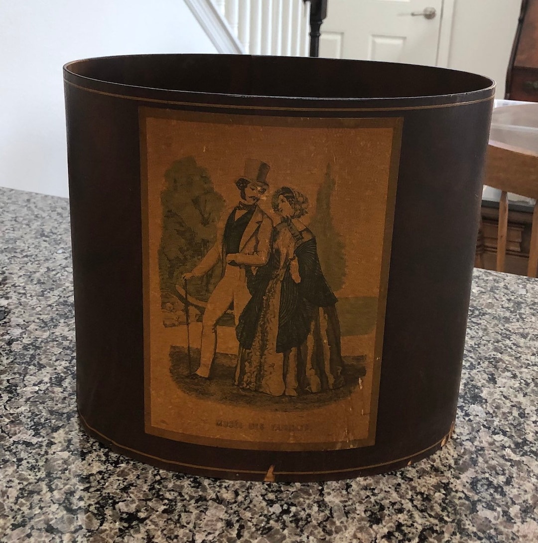 Antique Victorian Wooden Trash Can: Godey Print, Laminated Wood - Etsy