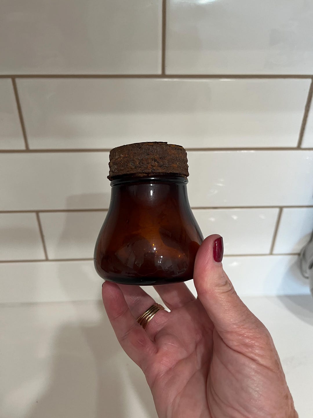 Amber Glass Jar With Pontil Mark Rusty Zink Lid - Etsy