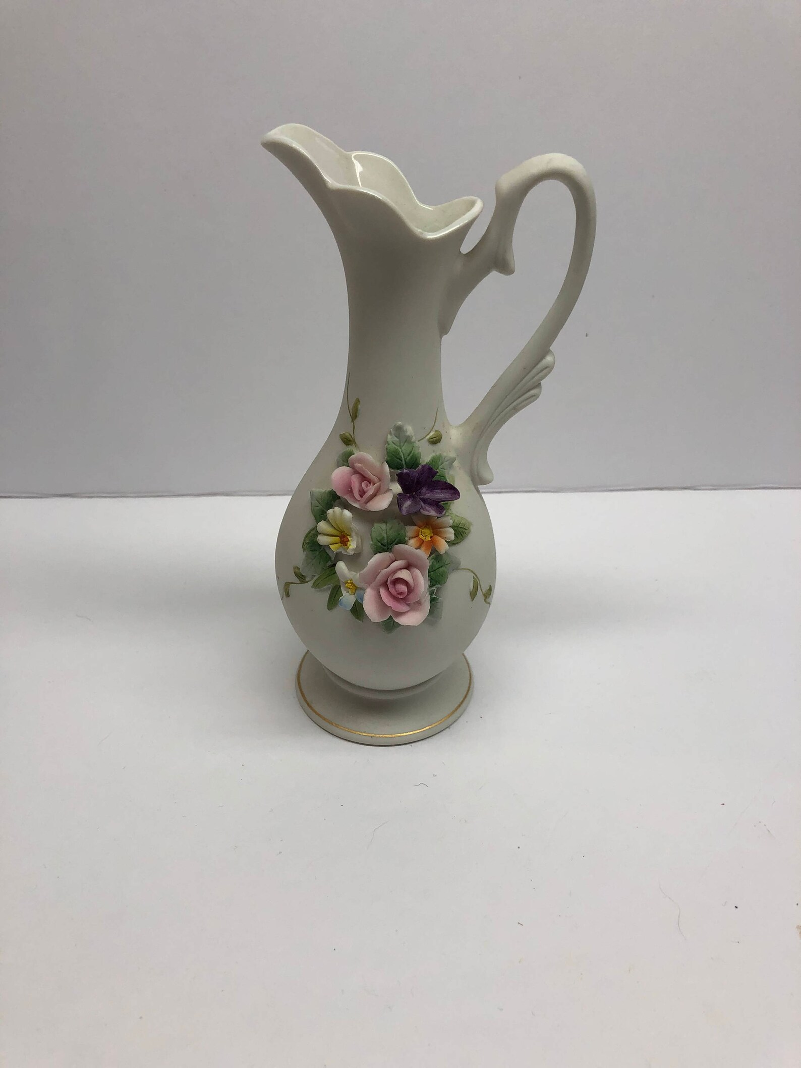 Vintage Lefton China Floral Pitcher Vase KW829 - Etsy