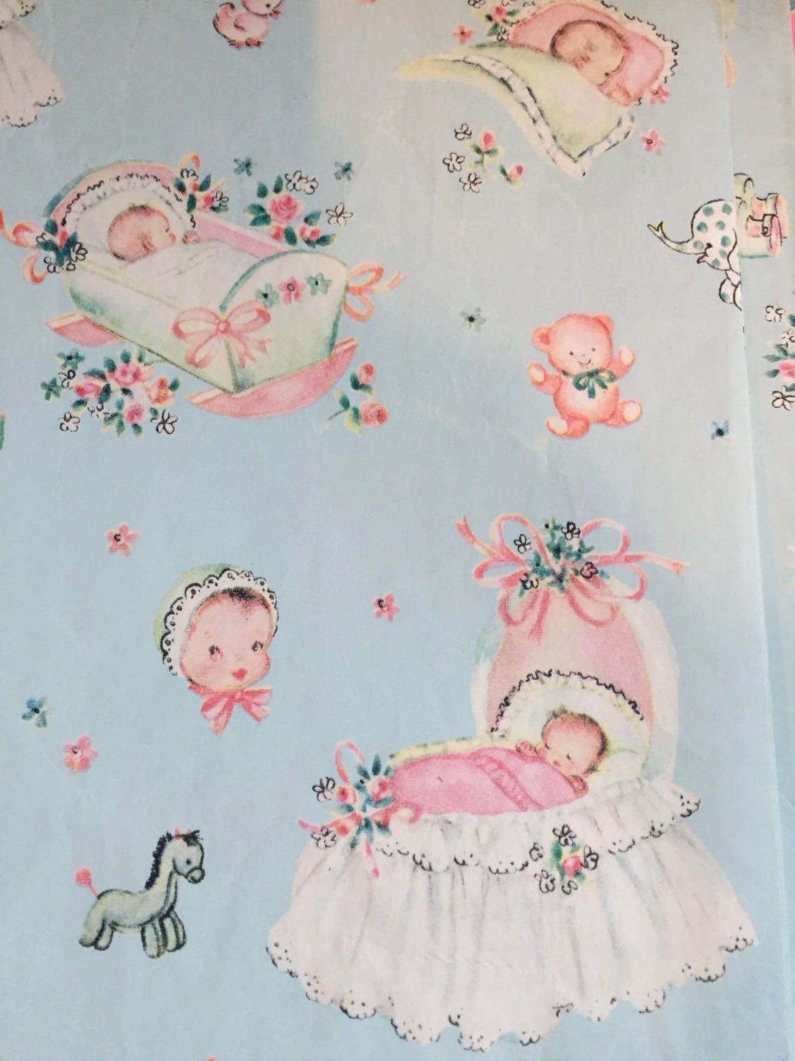 Vintage Craft Wrapping Paper Baby Blue Scrapbook Only - Etsy