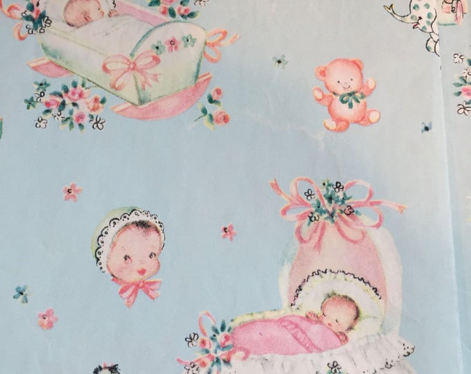 Vintage Craft Wrapping Paper Baby Blue Scrapbook Only - Etsy