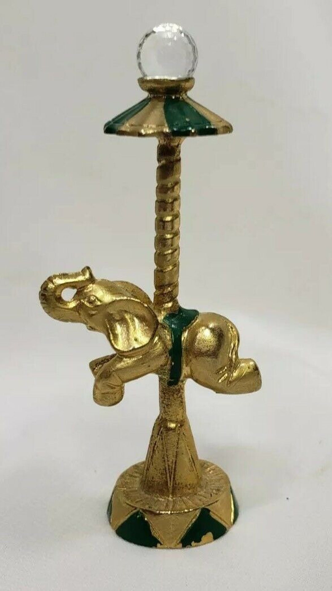 Spoontiques Gold Pewter Carousel Elephant With Crystal Ball - Etsy
