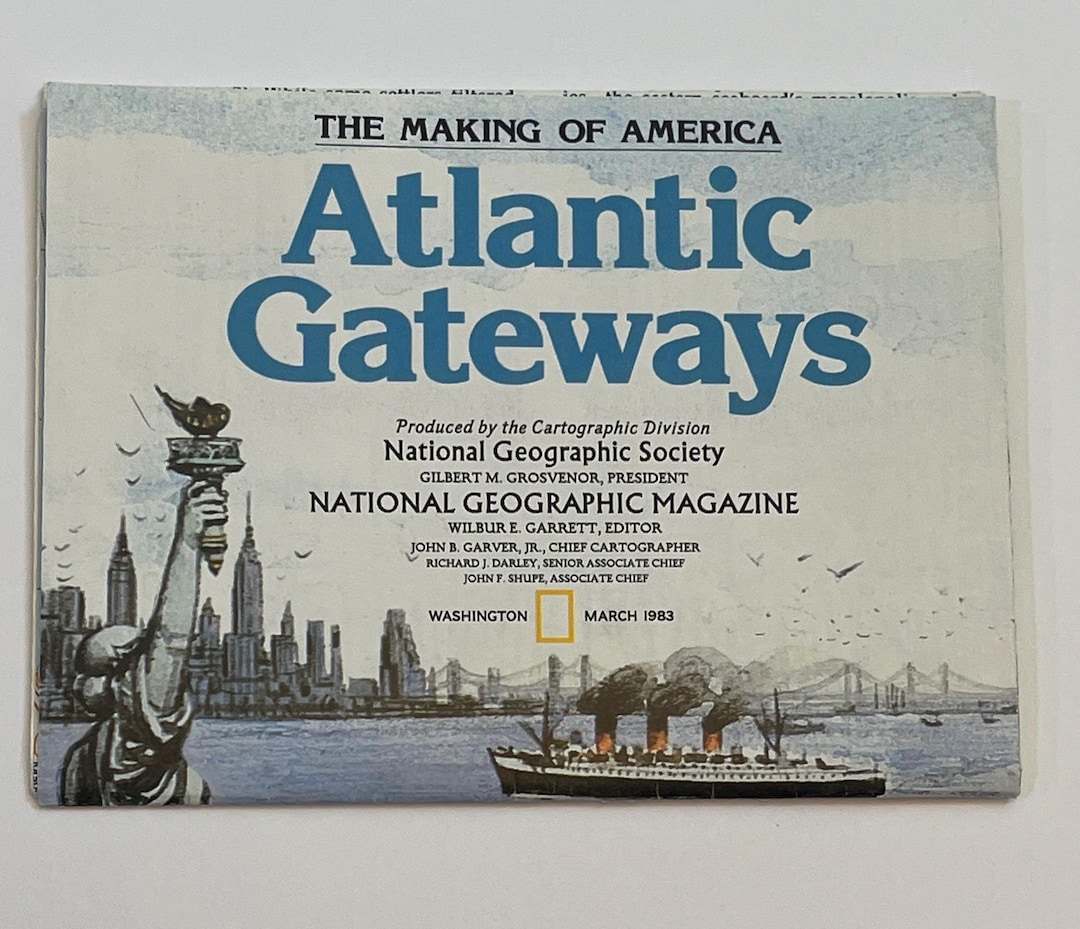 Vintage National Geographic Wall Map 1983 Atlantic Gateways Map Patina ...