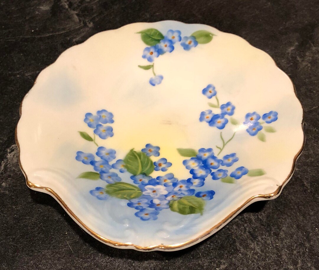 Lefton China Forget Me Not Snack Plate 6.75" X 5" X 1.5" - Etsy