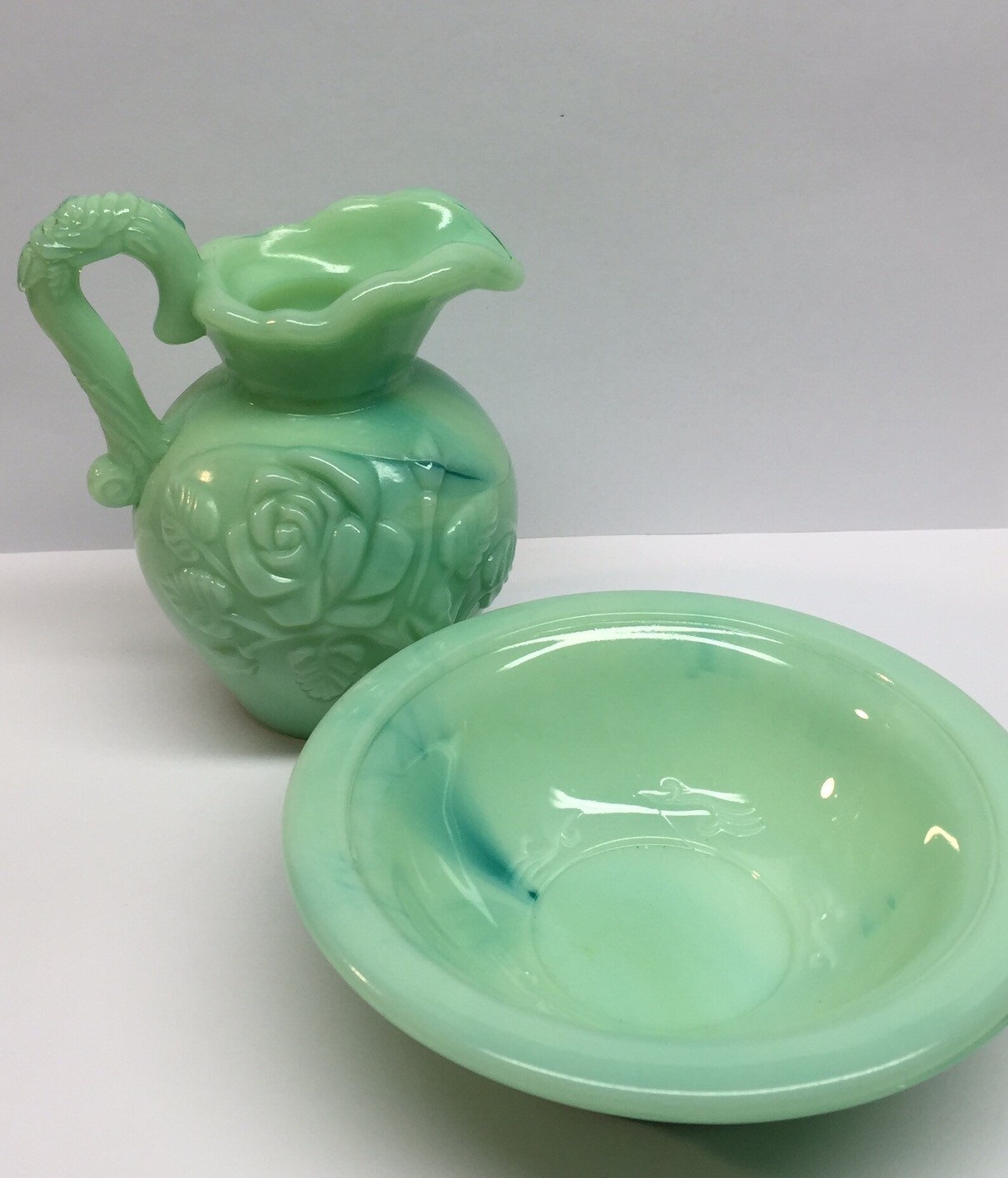 Avon Victoriana Green Rose Bubble Bath Pitcher W/ Stopper & Bowl - Etsy
