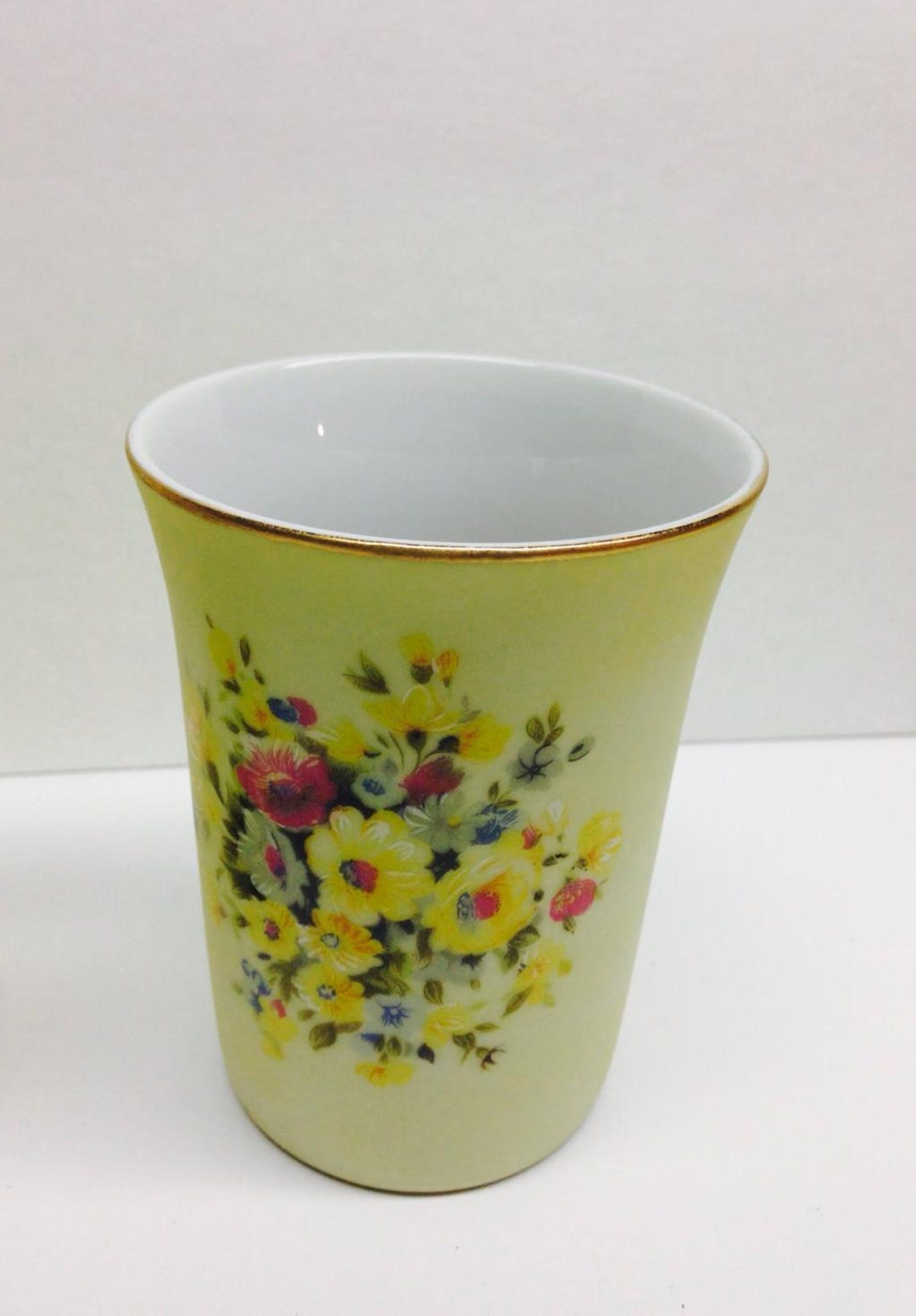 Lefton China Porcelain Vanity Cup Pale Yellow Gold Crown Logo - Etsy