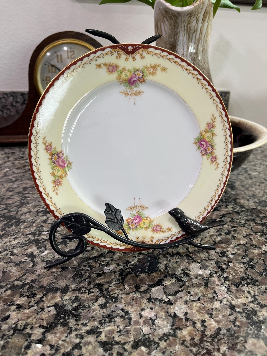 Japan Floral Bread Plate: Blue Forget-me-nots, Bronze Rim - Etsy