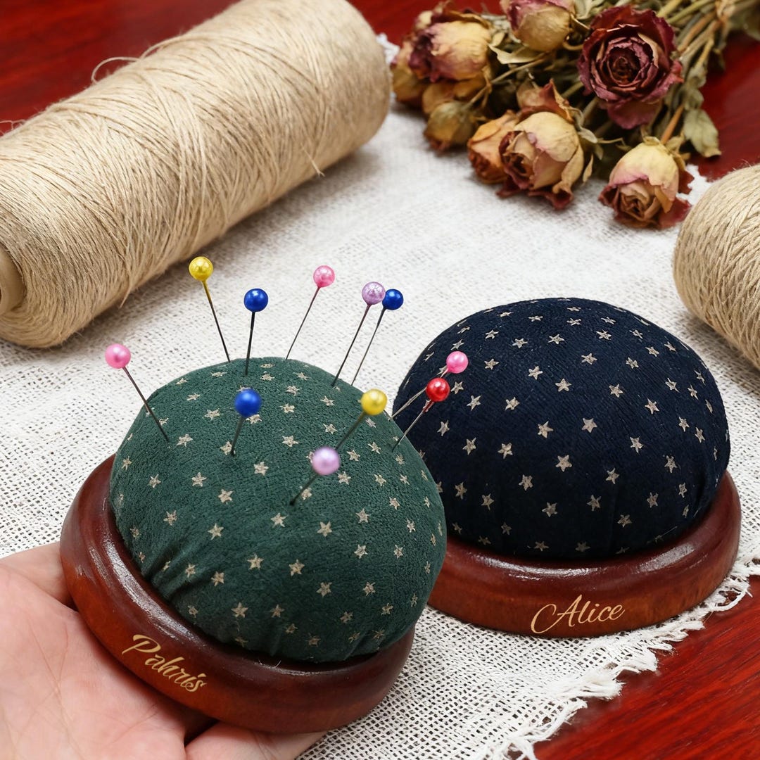 Personalized Pin Cushion With Wooden Base,custom Name Star Sewing Pin ...