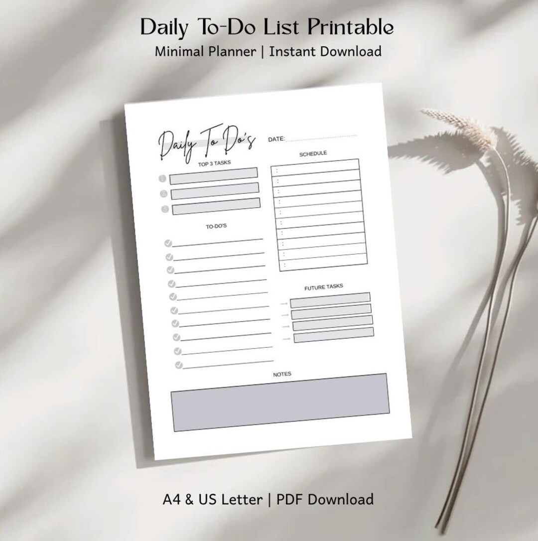 Daily To-do List Printable, Instant Download, Daily Planner, Daily ...