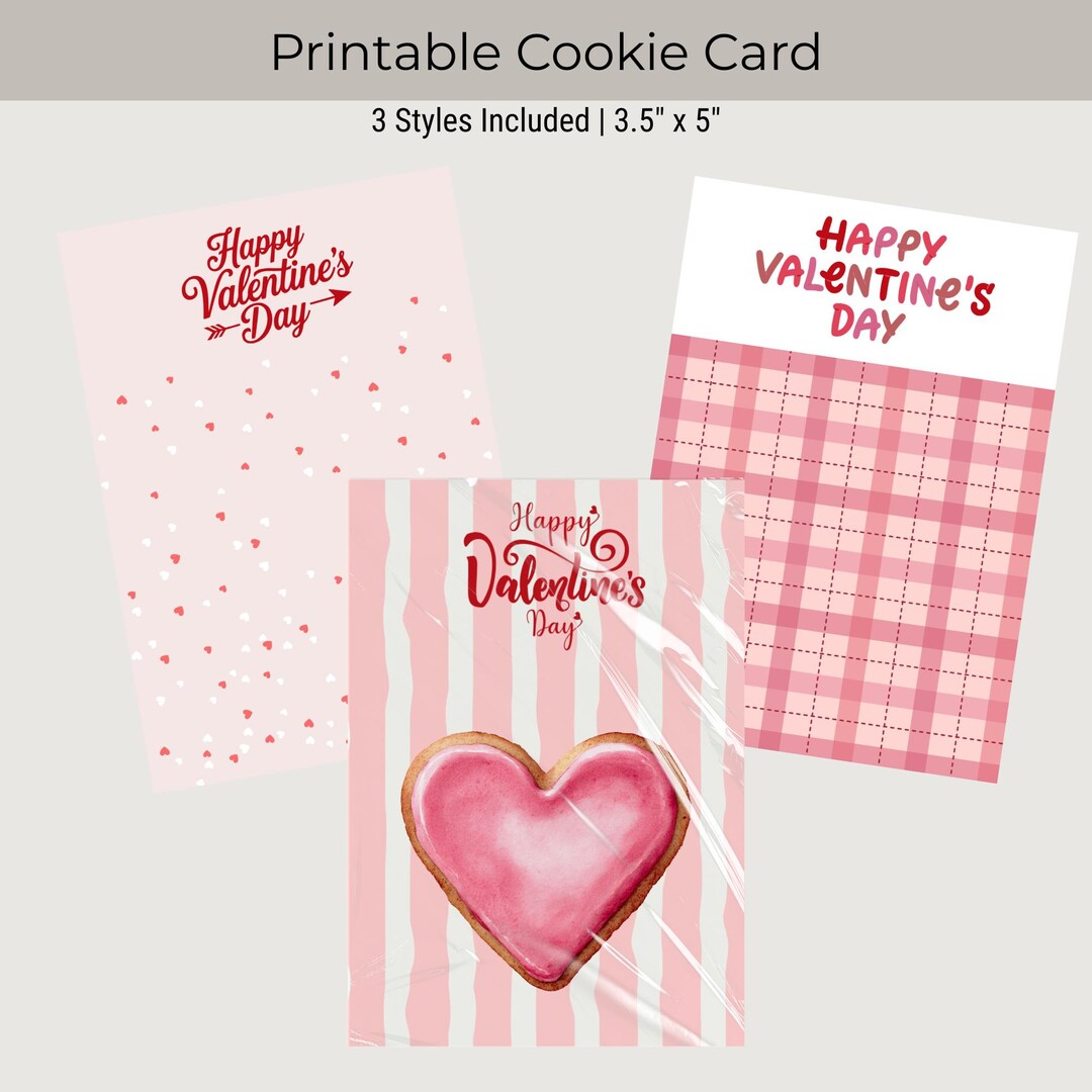 Valentine Cookie Card Printable: Mini Gift Tags for Classroom Treats ...