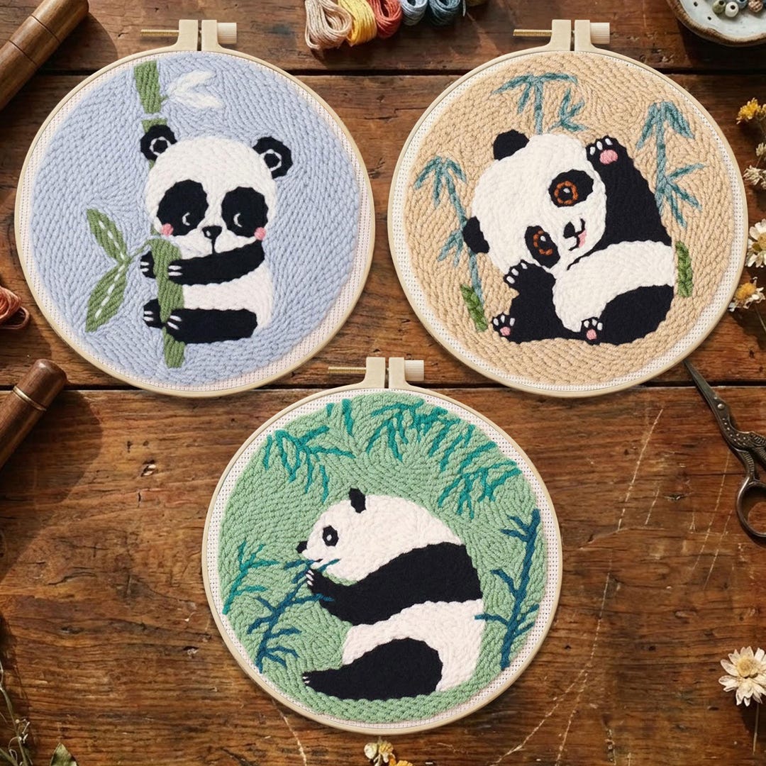 Panda Punch Needle Kit, DIY Beginner Embroidery Kit, Thoughtful Gift - Etsy