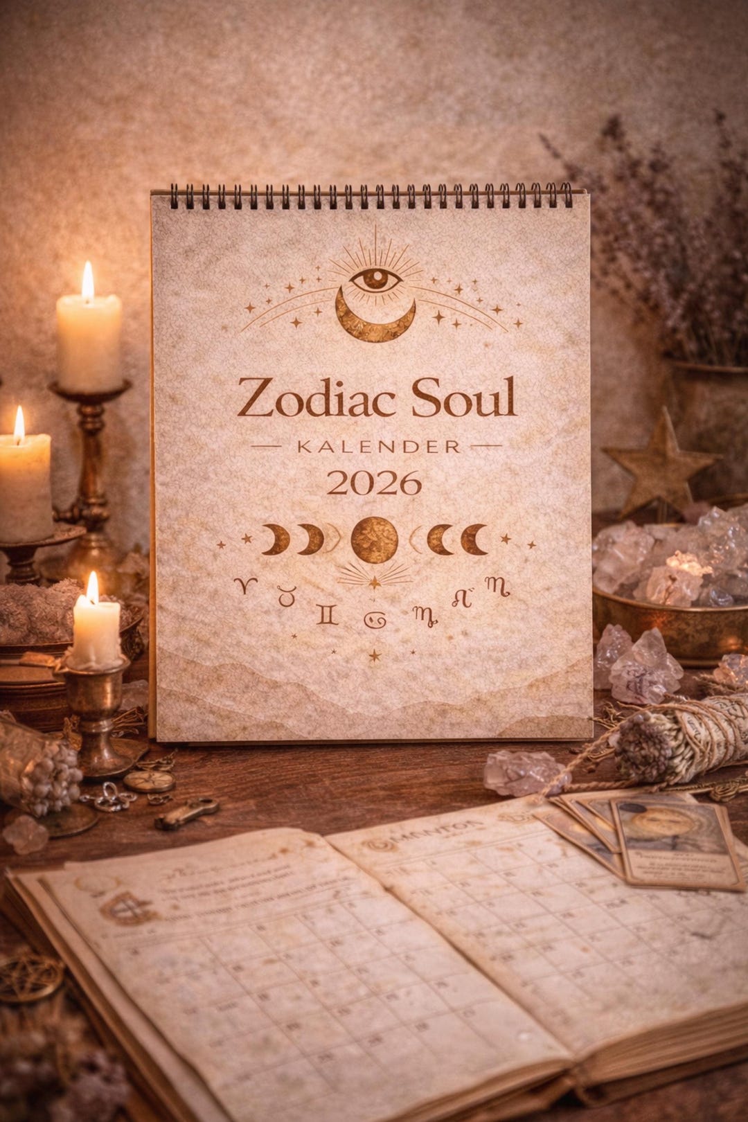 Zodiac Moon Calendar 2026 as PDF – Astrology Calendar – Moon Phases ...
