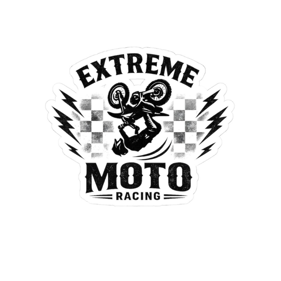 Extreme Moto Racing Sticker | Kiss-cut Motorcycle Decal, Checkered ...