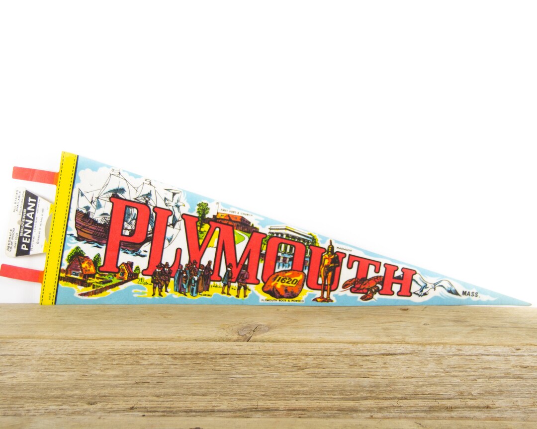 Vintage Plymouth Rock Portico Felt Pennant / Souvenir Pennant / Vintage ...