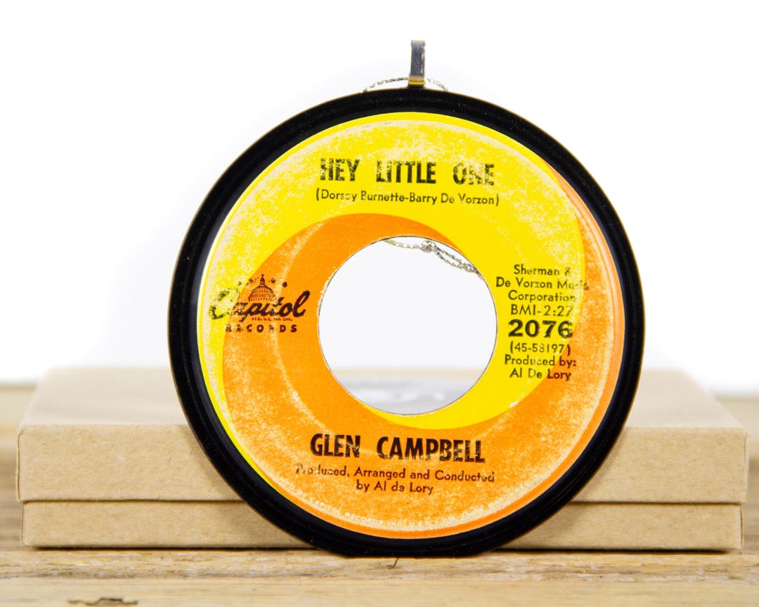 Vintage Glen Campbell "hey Little One" Record Christmas Ornament ...