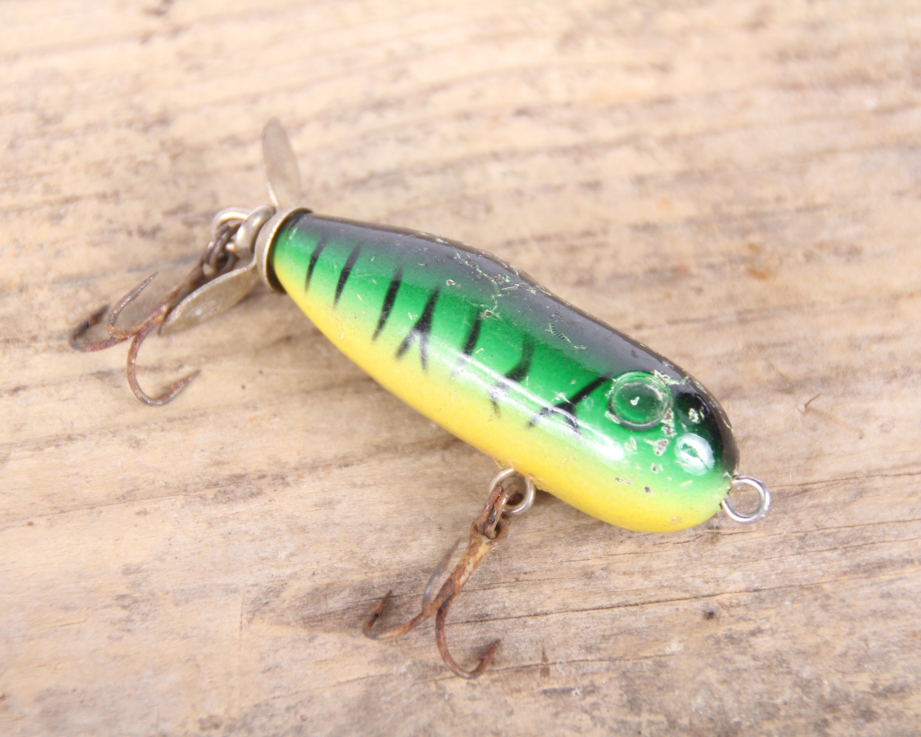 Vintage Wooden Fishing Lure Green Wood Lure Fishing Lure Fishing 