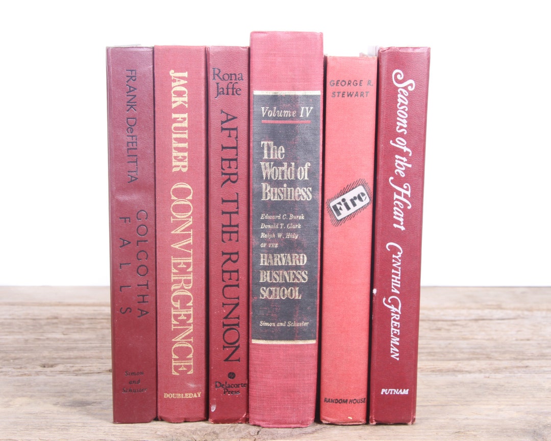 Red Books / Old Books Vintage Books / Maroon Decorative Books - Etsy