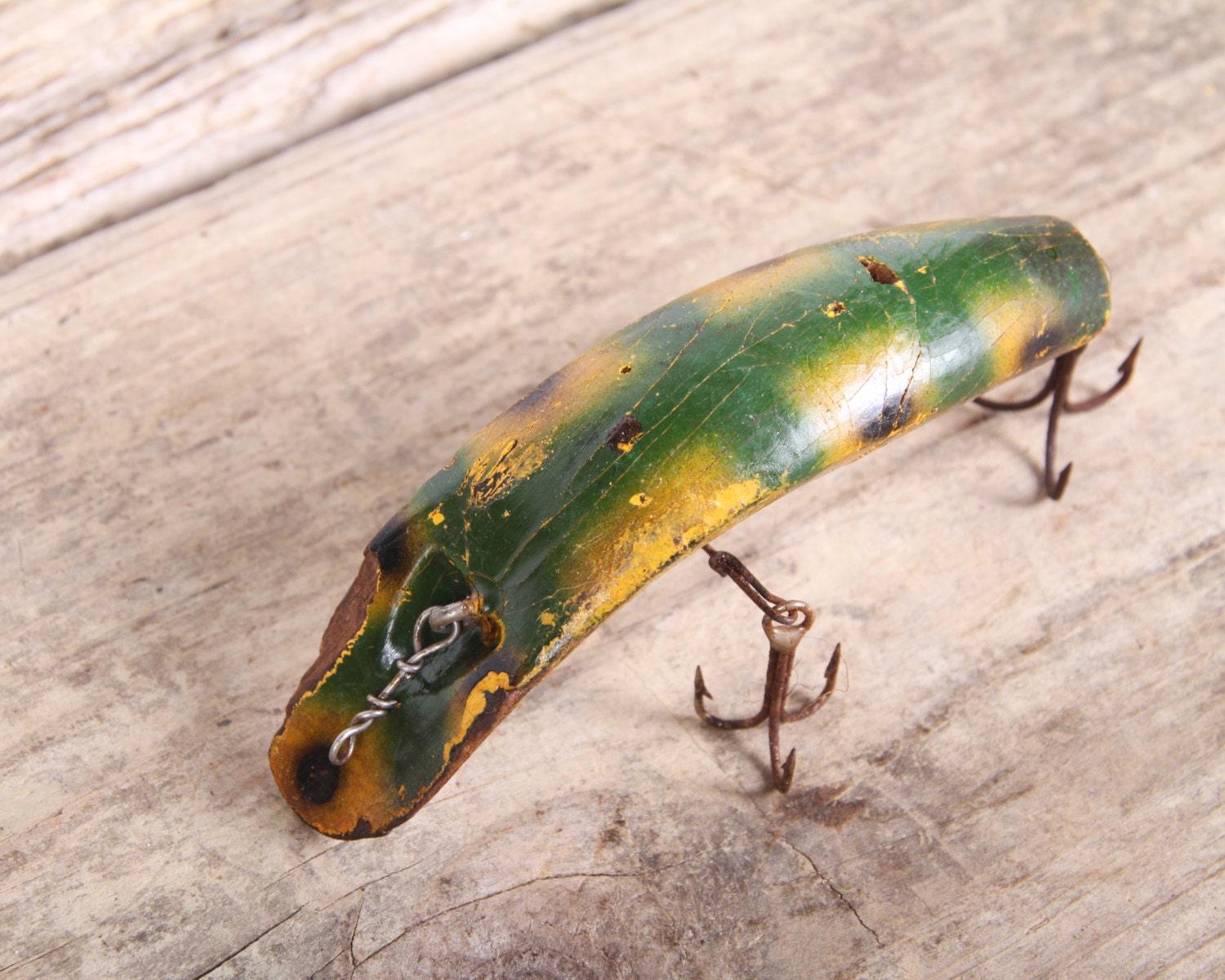 Old Wooden Fishing Lure Wood Fishing Lure Antique Green Fishing 