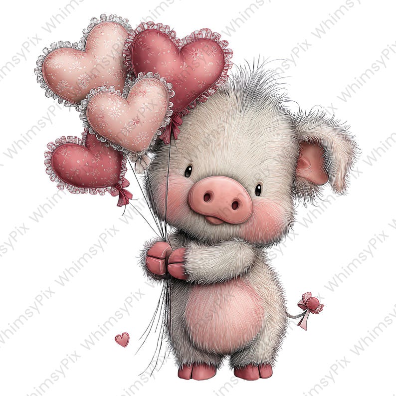 Valentine Animal Clipart | Heart Balloons PNG Bundle (digital Download ...