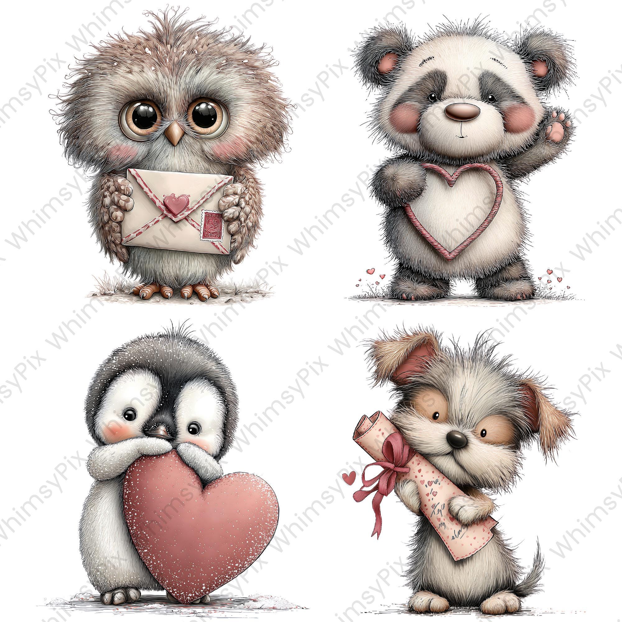21 Pngs | Solo Valentine Animal Clipart Set | Whimsical Graphics Bundle ...