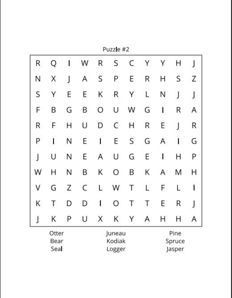 Alaska Word Search Printable – 55 Puzzles PDF – Adult & Kids Brain ...