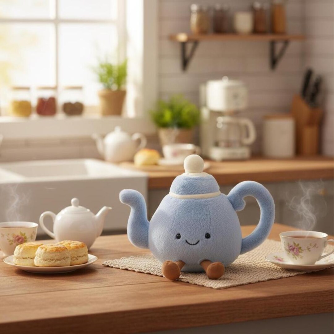 Kawaii Teapot Plush – 18 Cm Blue Tea Pot Soft Toy - Etsy