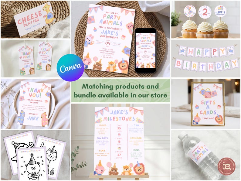 Welcome Sign Animals Template Digital Download Safari Theme Toddler 2nd ...