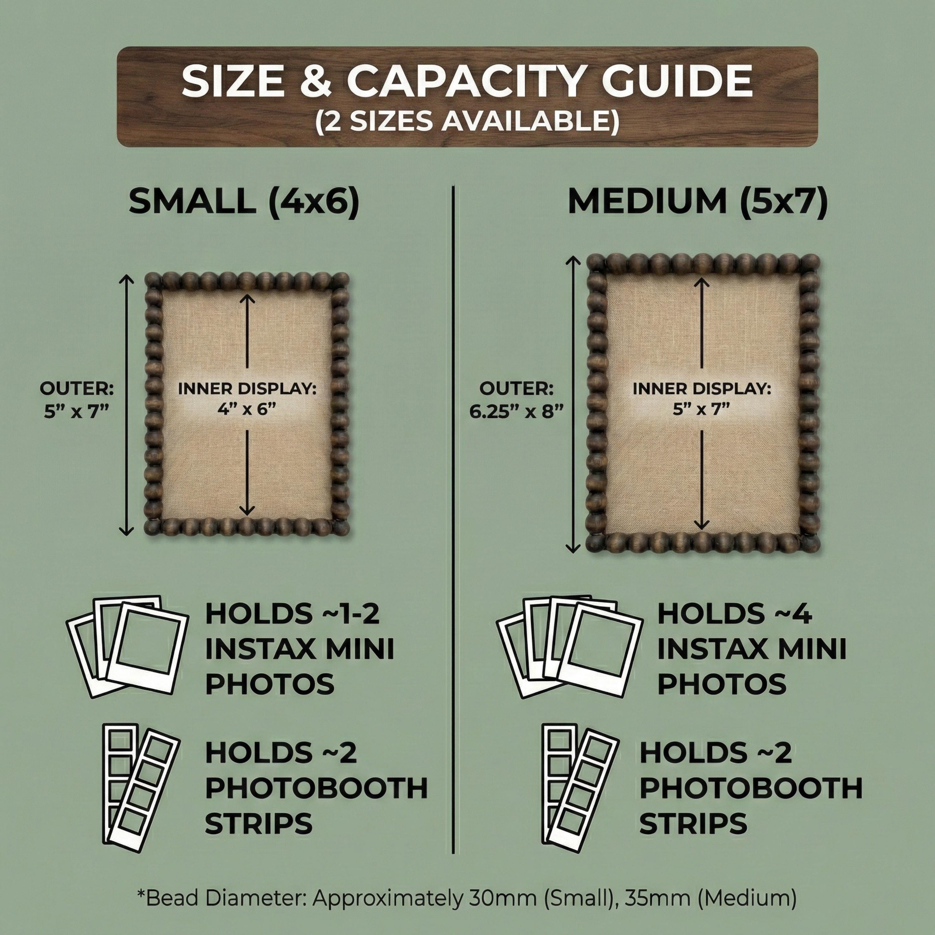 Wood Bead Gallery Frame for Polaroid Photos | Rustic Family Memory Wall ...