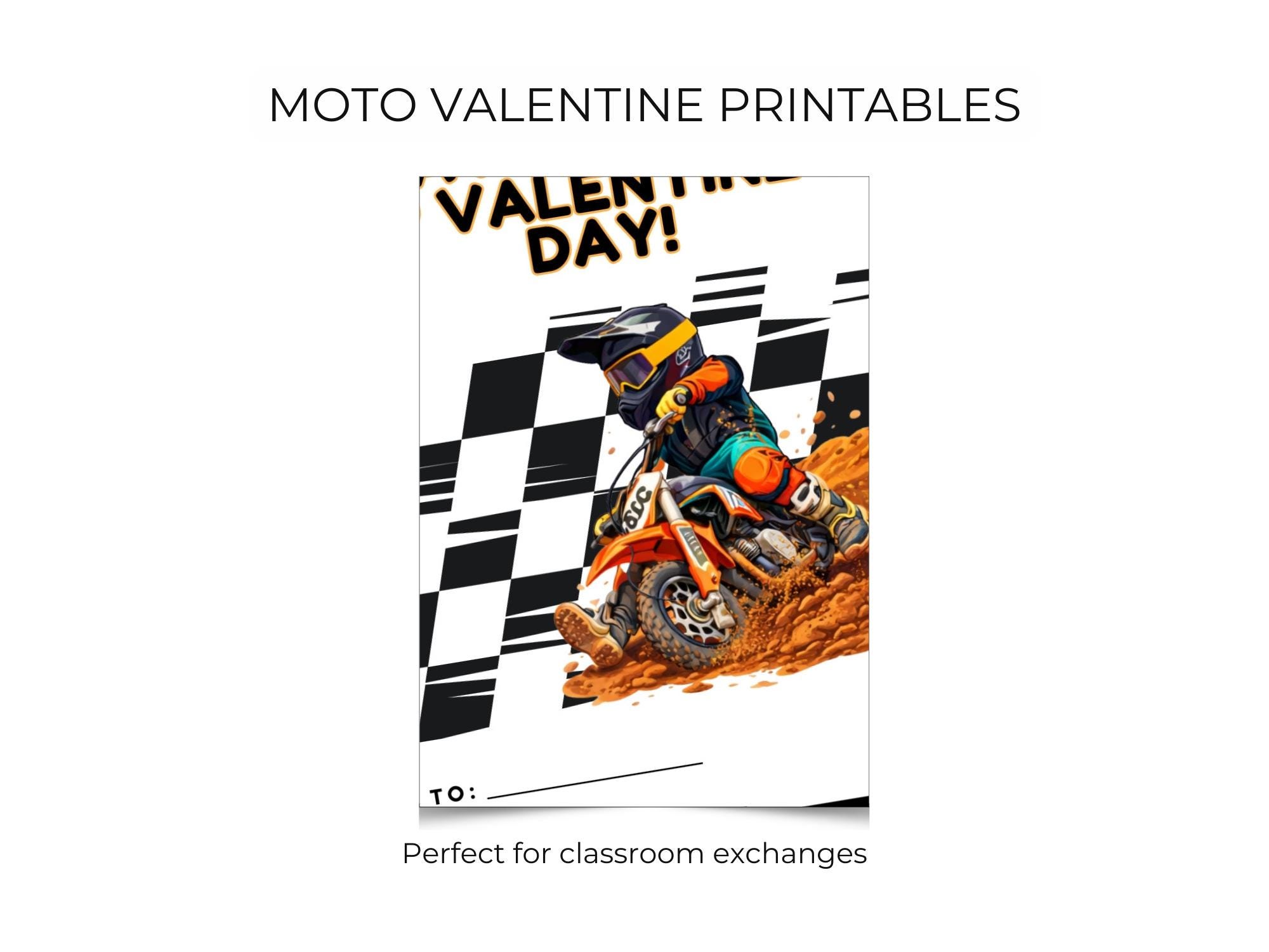 Motocross Valentine Cards for Kids | Moto Birthday, Classroom Exchange ...