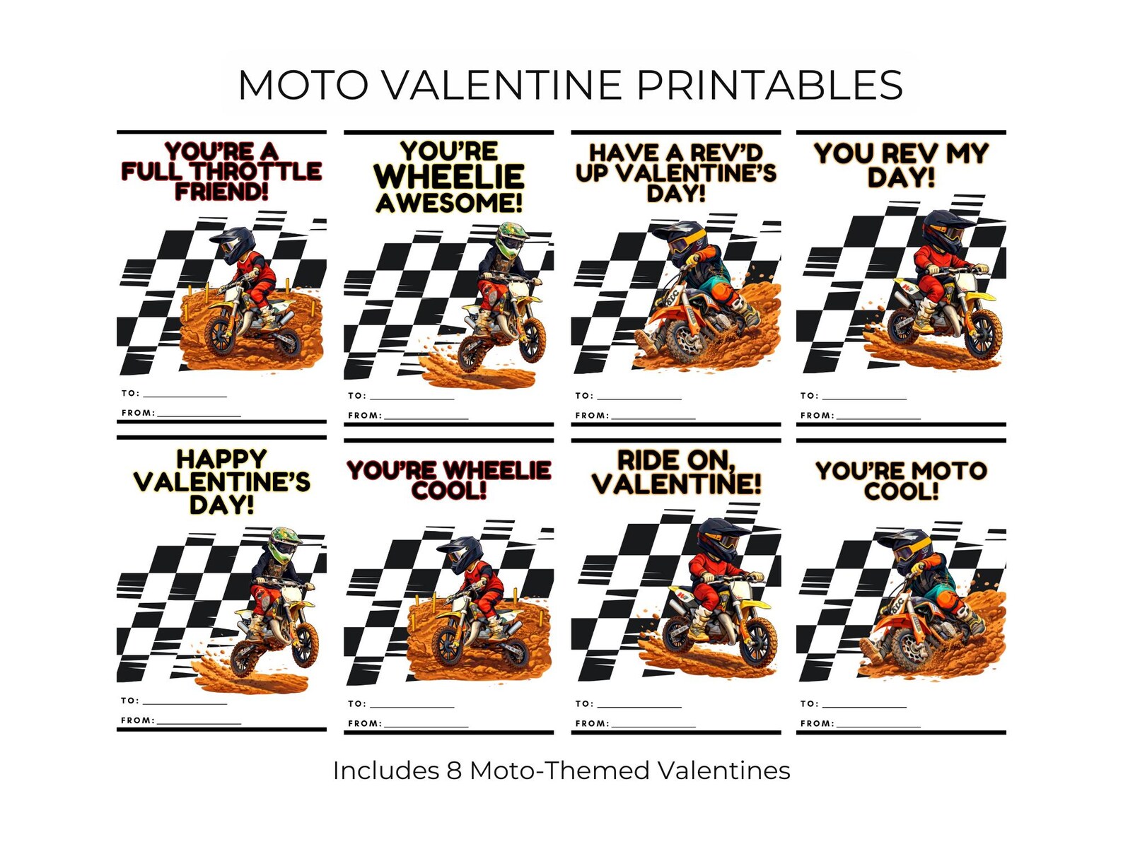 Motocross Valentine Cards for Kids | Moto Birthday, Classroom Exchange ...