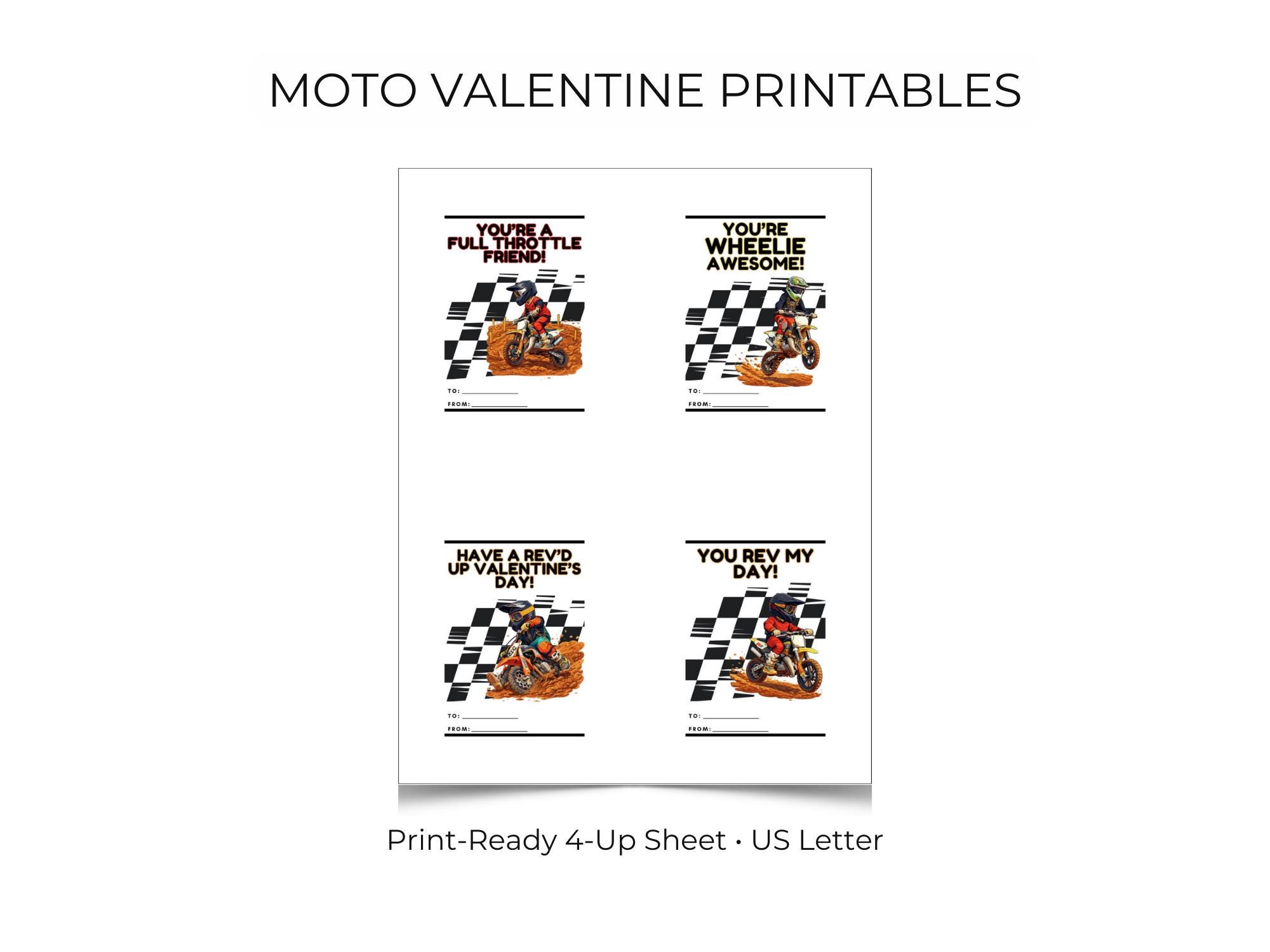 Motocross Valentine Cards for Kids | Moto Birthday, Classroom Exchange ...