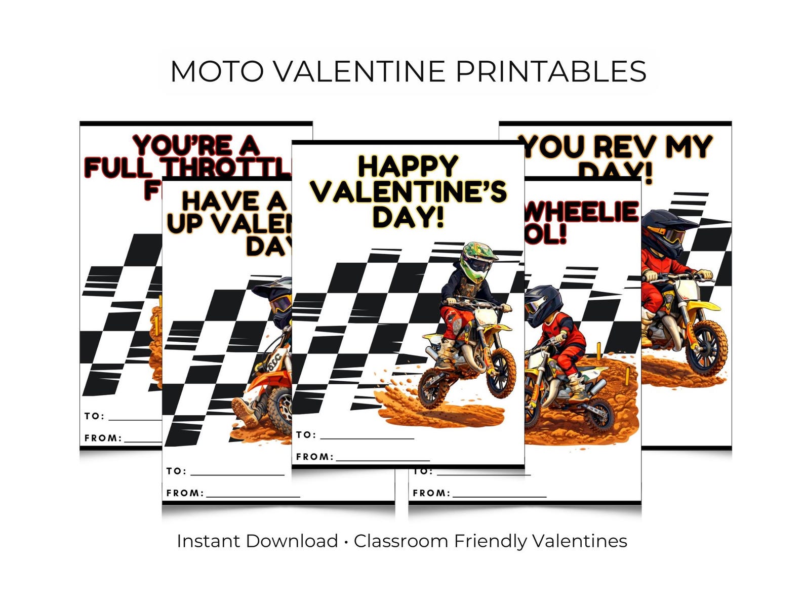 Motocross Valentine Cards for Kids | Moto Birthday, Classroom Exchange ...