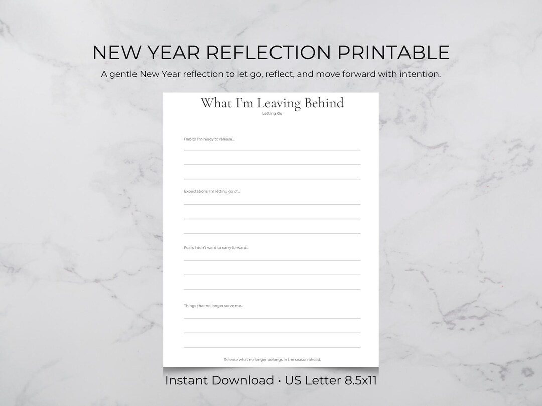 New Year Reflection Printable | Year End Reflection Journal | Let Go ...