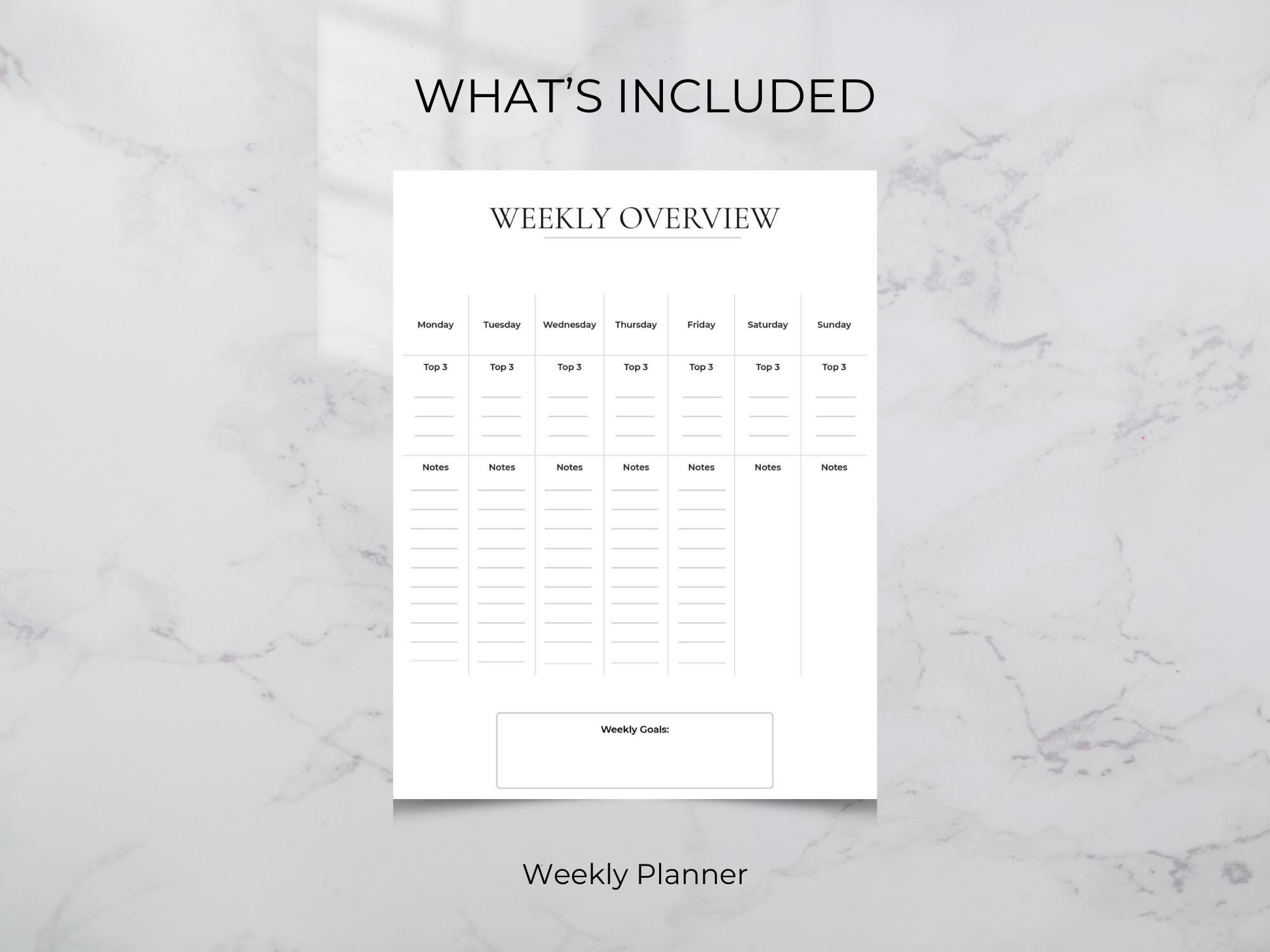 Minimal Weekly Planner Printable | Simple Weekly Schedule & To-do List ...