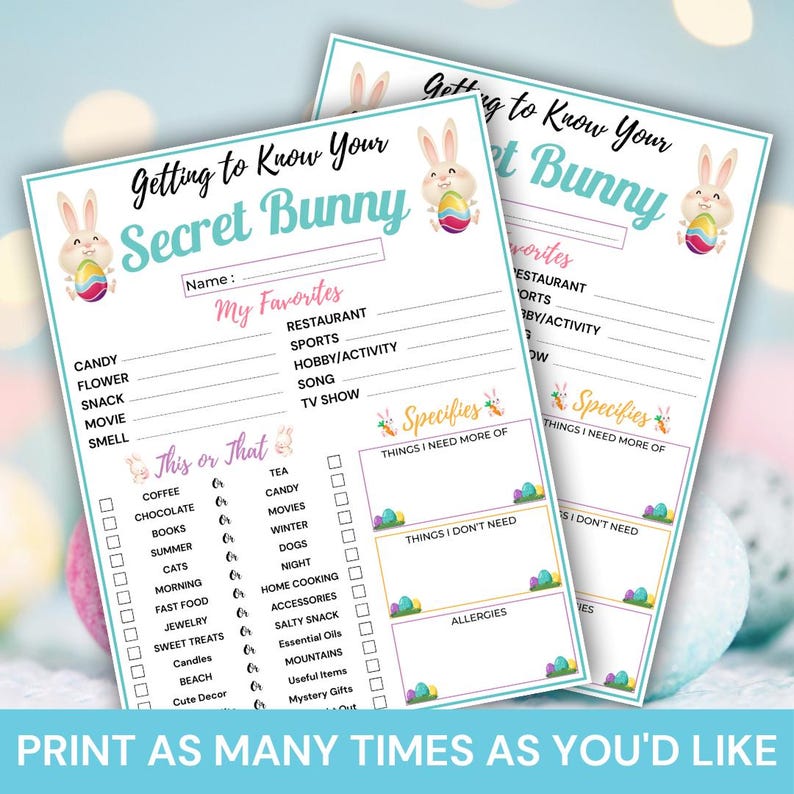 Easter Secret Bunny Game, Easter Gift Exchange Game, Getting to Know ...