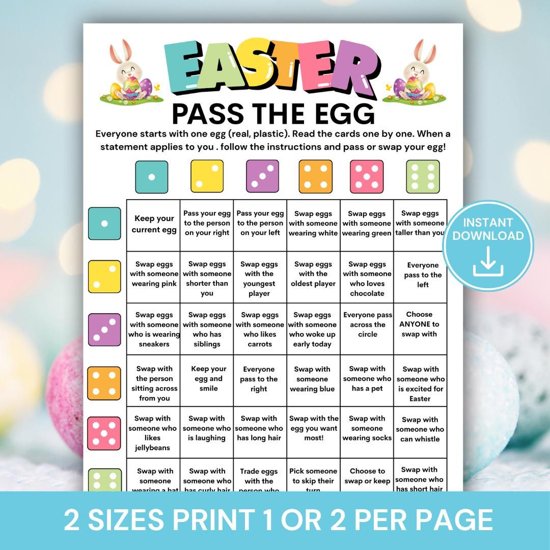 Easter Pass the Egg Game, Easter Left Right Dice Game, Fun Easter Party ...