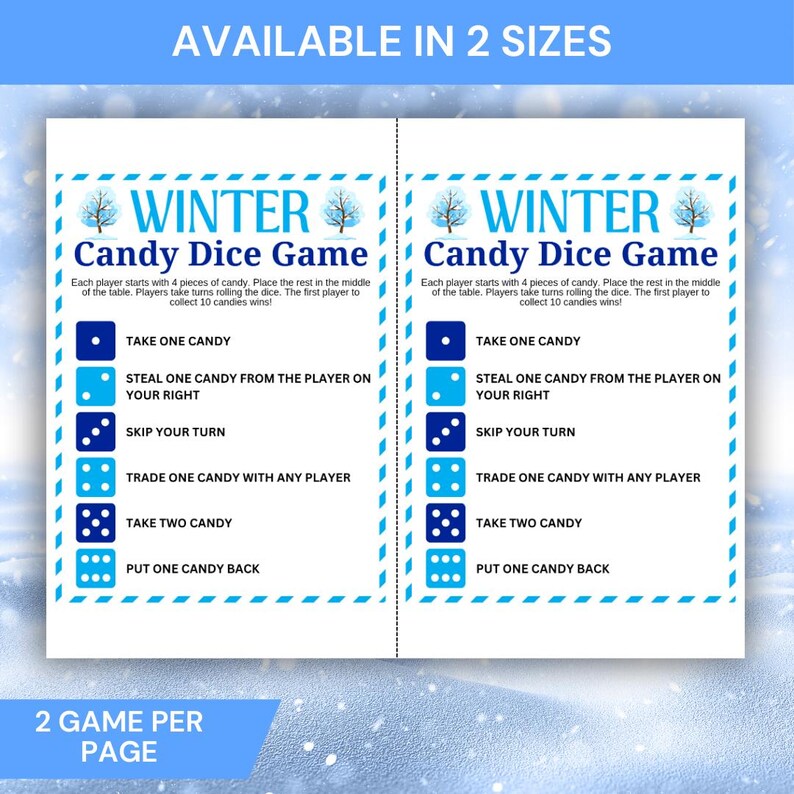 Winter Candy Dice Game, Winter Party Game, Candy Exchange Activity ...