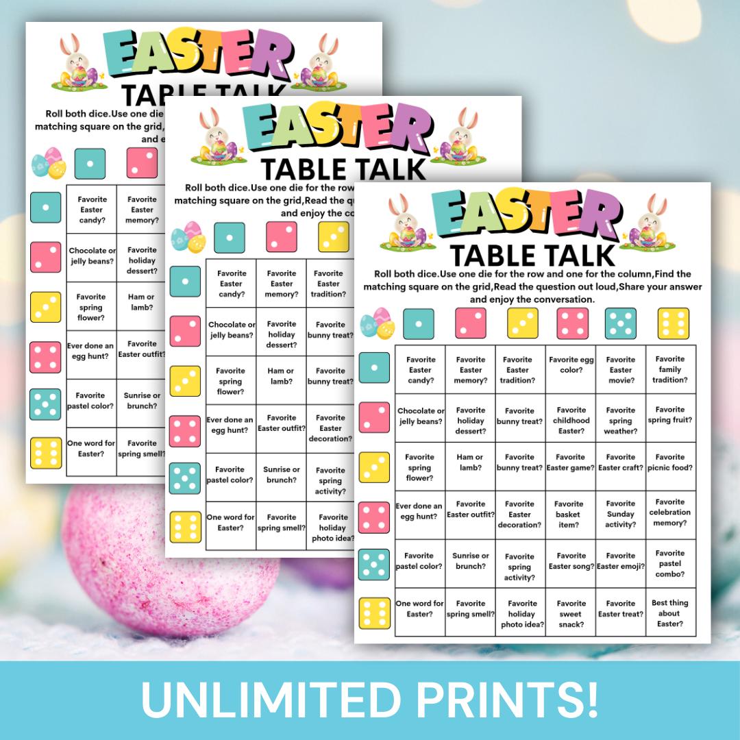 Easter Table Talk Game, Easter Dice Conversation Game, Family Easter ...