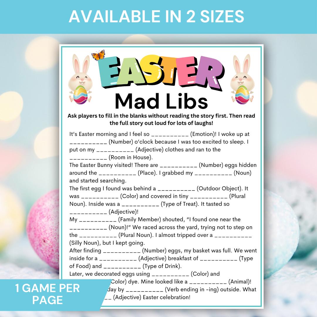Easter Mad Libs Game, Funny Easter Story Fill in the Blank Activity for ...